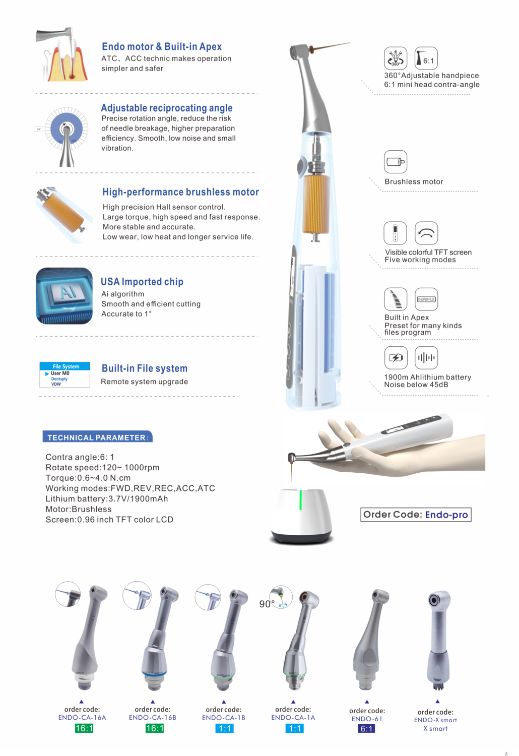 Endo Motor & apex locator Brushless(Endo-pro) - 普优美医疗promed dental