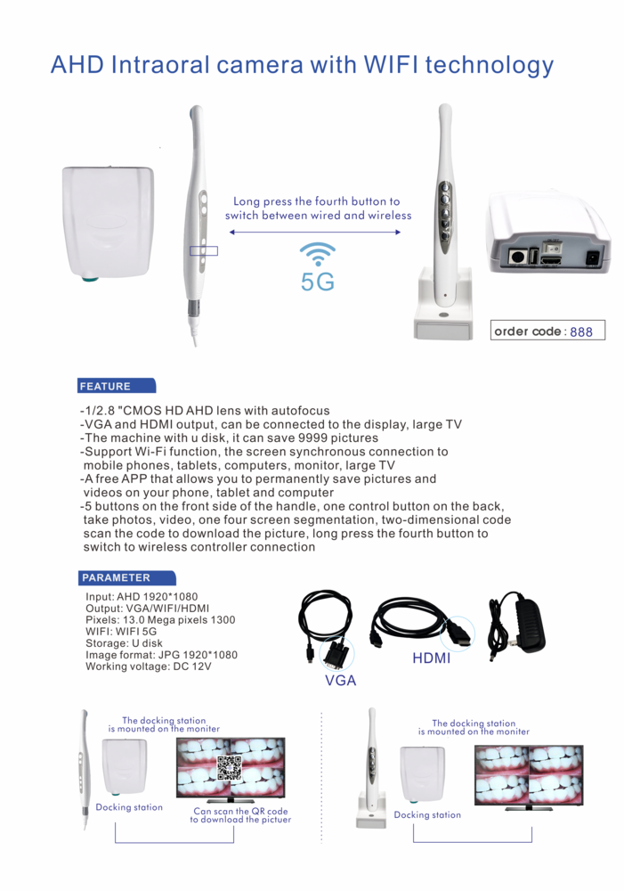 AHD Intraoral camera with WIFI technology(888) - 普优美医疗promed dental