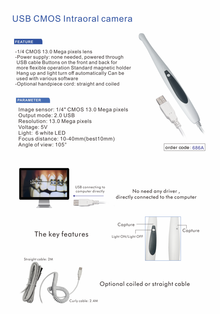 USB CMOS Intraoral camera(686A) - 普优美医疗promed dental